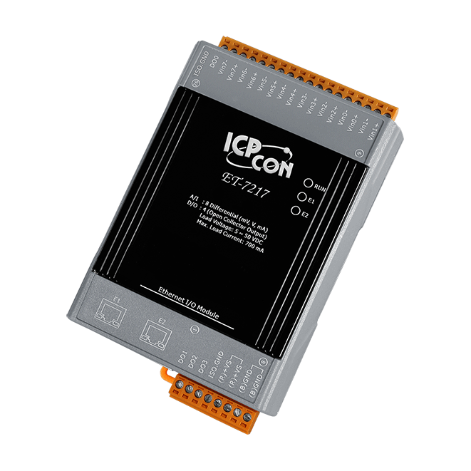 ET-7217 Ethernet I/O Module with 2-port Ethernet Switch, 8-ch RMS Input & 4-ch DO - OKSA