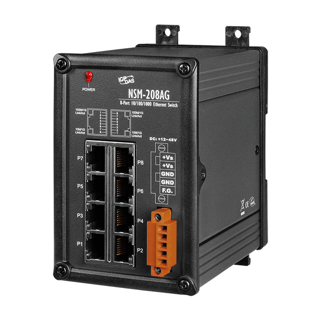 NSM-208AG Unmanaged 8-port Industrial 10/100/1000 Base-T Ethernet ...